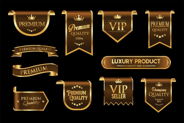 Black golden luxury premium quality label badges Vector Image