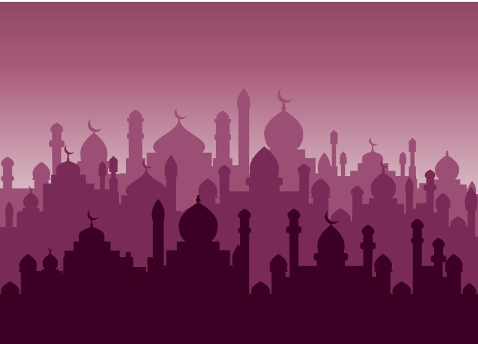 Silhouette of arabic architecture featuring Vector Image