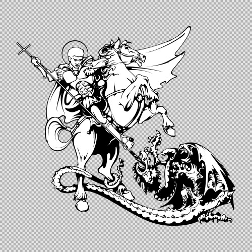 Saint george black and white objects Royalty Free Vector
