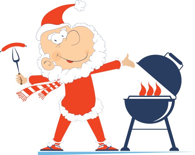Santa claus inside chimney and fireplace Vector Image