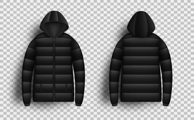 White Puffer Jacket Mockup Set Royalty Free Vector Image