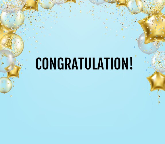 Congratulation border with golden balloons Vector Image