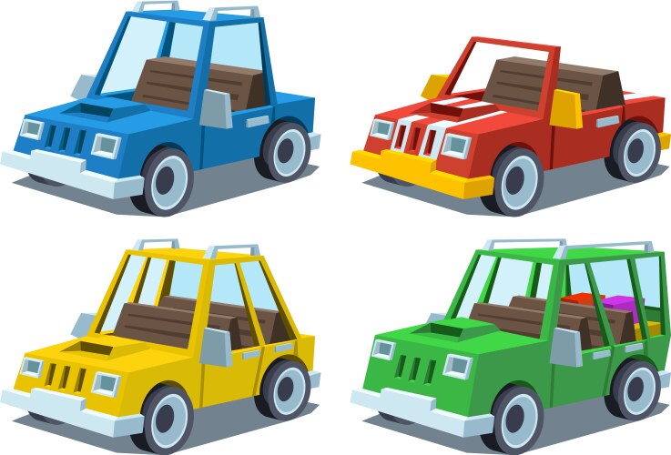 Different flat cars cheap motor car on wheels Vector Image