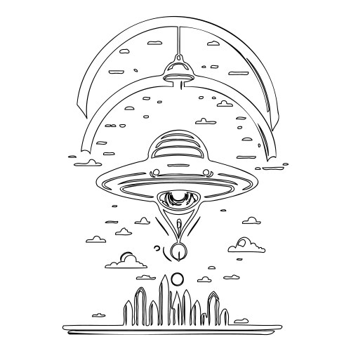 Ufo outline sketch Royalty Free Vector Image - VectorStock