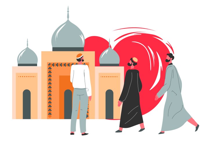 Muslim men hugging each other Royalty Free Vector Image