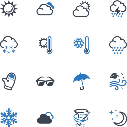 Kawaii weather icons cute characters isolated Vector Image