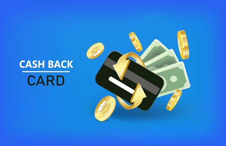 Cashback concept with 3d dollar coins golden Vector Image