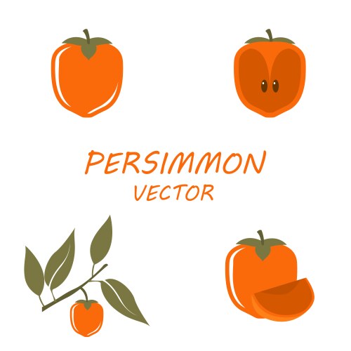 Persimmon fruit cartoon with many expressions Vector Image
