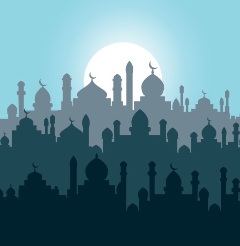 Silhouette of arabic architecture featuring Vector Image