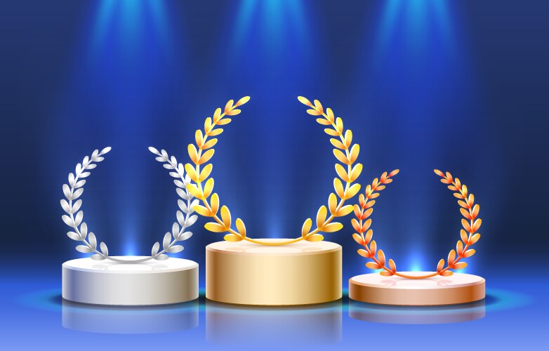 Abstract round podium illuminated with spotlight Vector Image