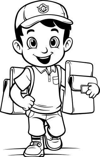 Coloring book for children boy with shopping bags Vector Image