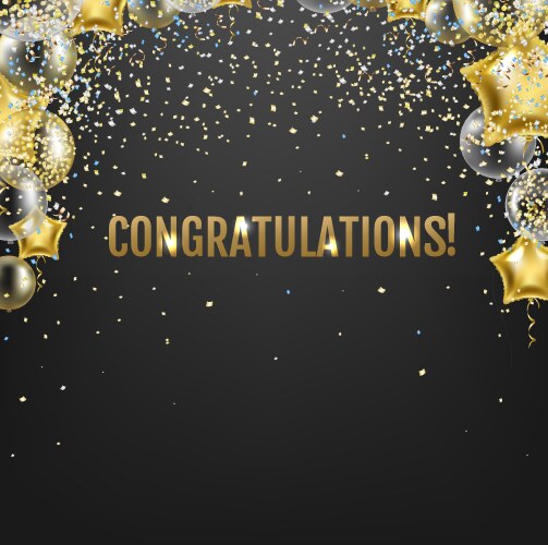 Congratulation border with golden balloons Vector Image