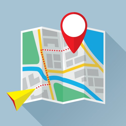 Folding paper map flat icon Royalty Free Vector Image