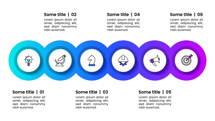 Infographic template horizontal line with 6 Vector Image