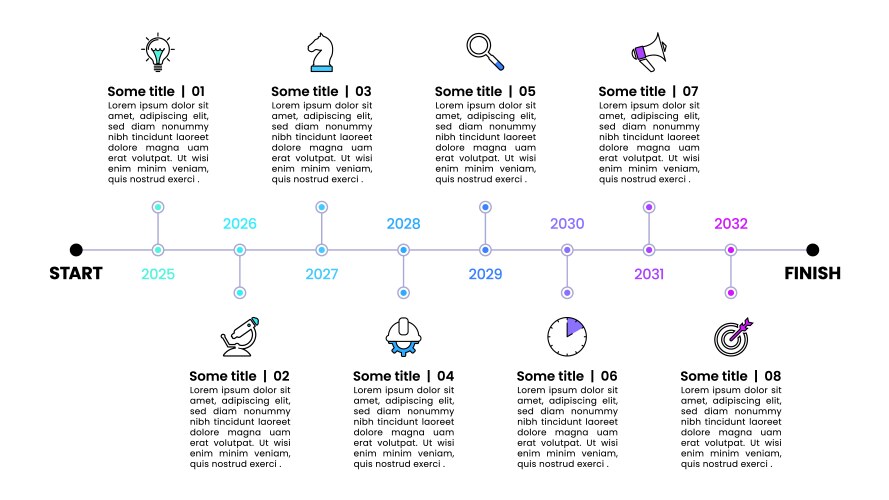 Infographic template wedding timeline with 8 steps
