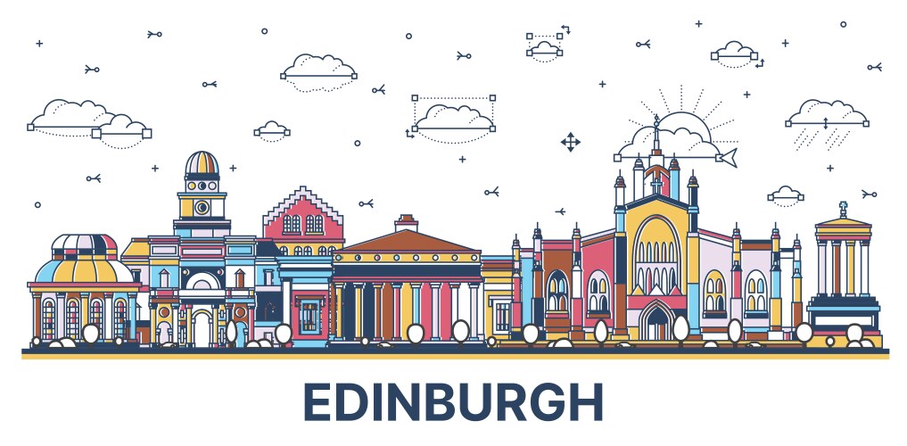 Outline edinburgh scotland city skyline Royalty Free Vector