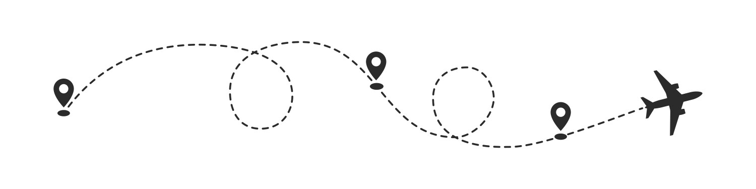 Plane way icon airplane big amplitude waves path Vector Image