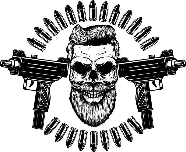 Skull with crossed assault rifles design Vector Image