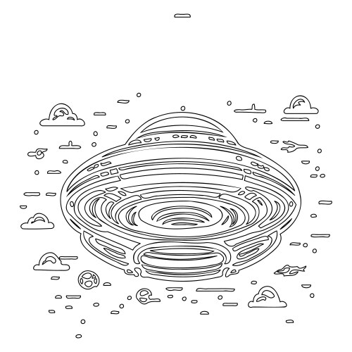 Ufo outline sketch Royalty Free Vector Image - VectorStock