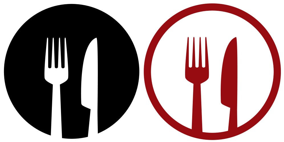 Restaurant sign with plate fork and knife Vector Image