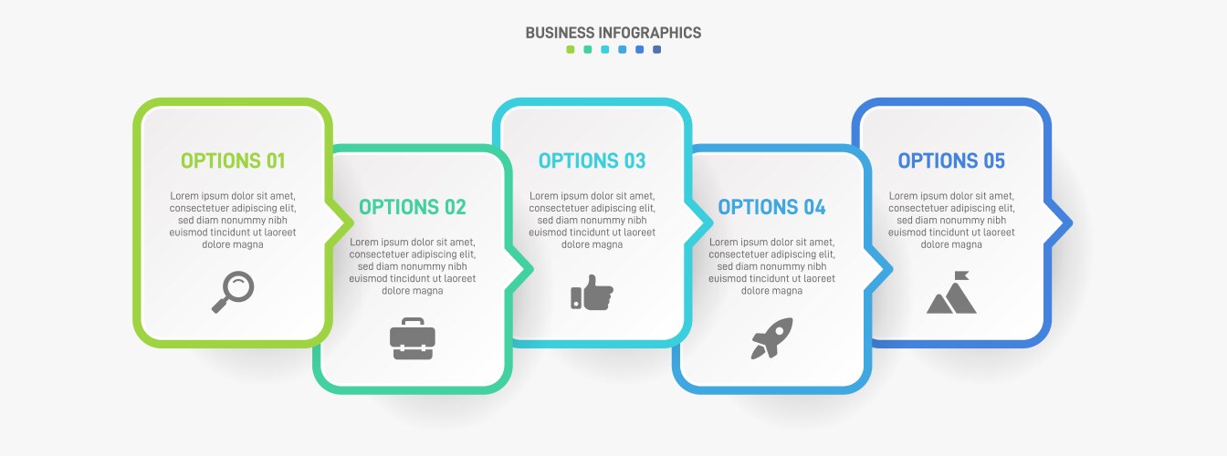 Horizontal progress bar featuring 5 arrow-shaped Vector Image