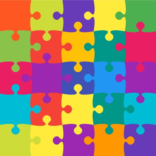 Jigsaw puzzle color of the rainbow Royalty Free Vector Image