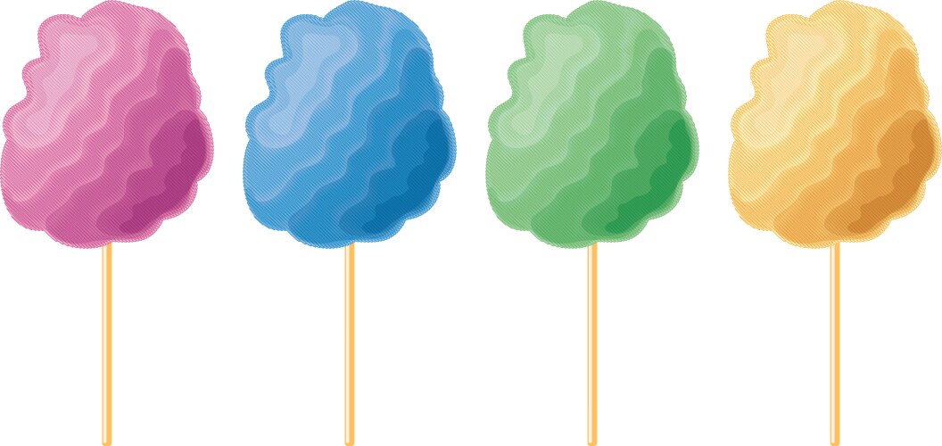 Cotton candy sugar clouds 3d icon set Royalty Free Vector