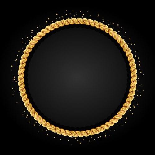 Gold twisted rope circle frame round border Vector Image