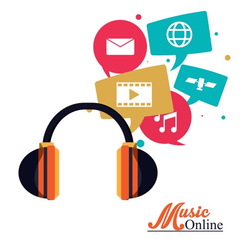 Realistic headphones with sound wave Royalty Free Vector