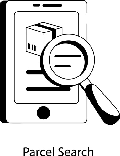 Parcel search Royalty Free Vector Image - VectorStock
