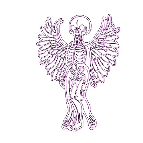 Skeleton angel outline sketch purple Royalty Free Vector