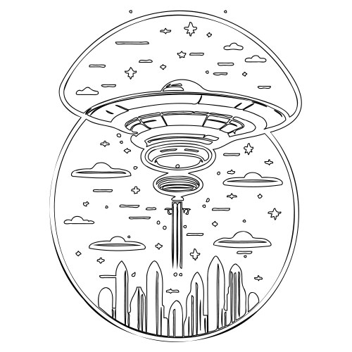 Ufo outline sketch Royalty Free Vector Image - VectorStock