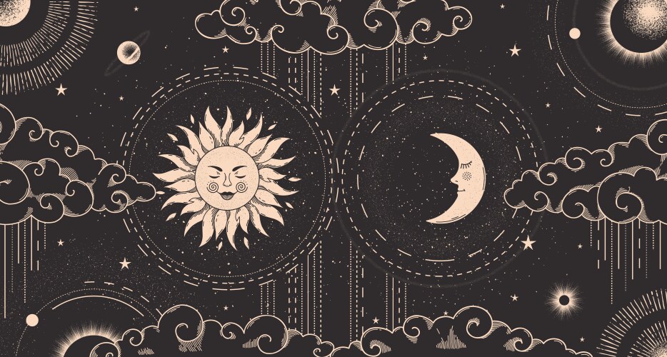 Celestial Sun And Moon Desktop Wallpaper