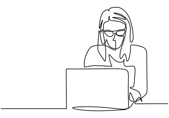 Continuous line drawing of office worker Vector Image
