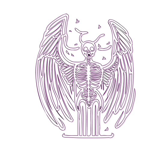 Skeleton angel outline sketch purple Royalty Free Vector