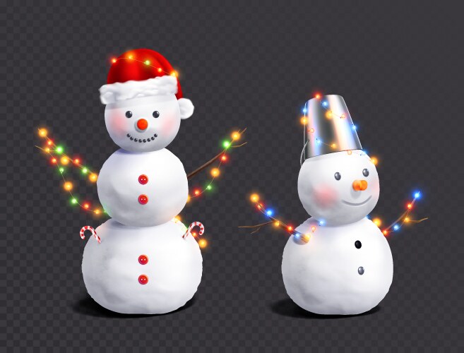 Snowman melting realistic Royalty Free Vector Image