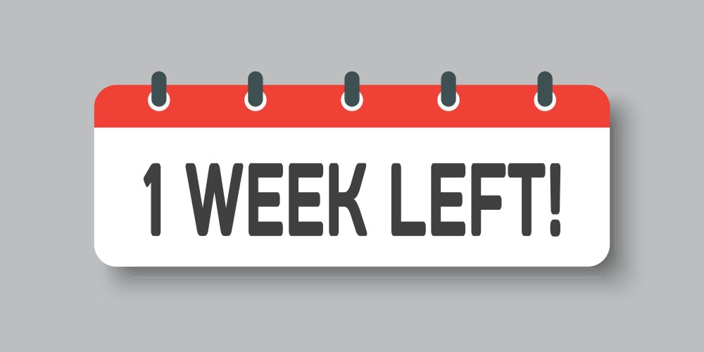 Countdown weekly calendar icon - one week left Vector Image