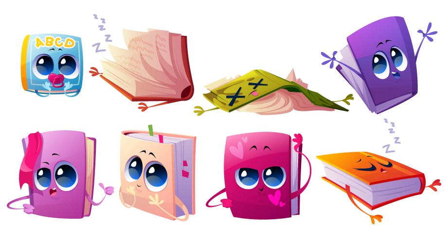 Cartoon kids with book and pencil Royalty Free Vector Image