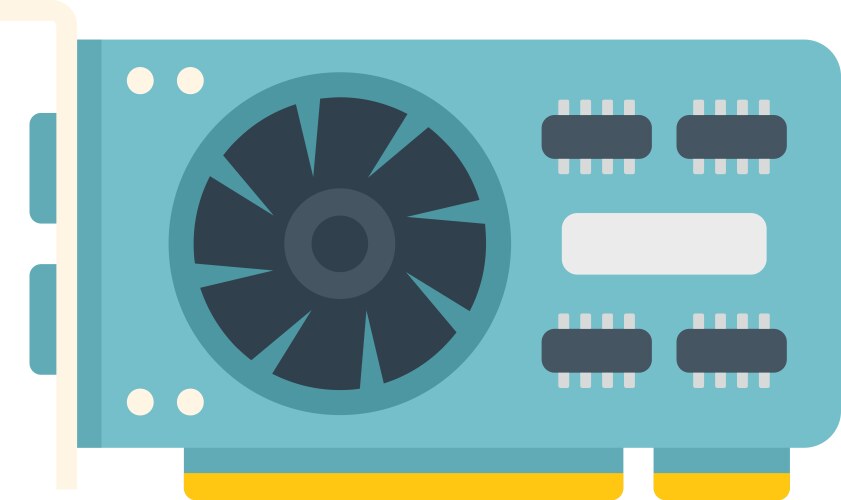 Chip gpu card icon simple graphic pc Royalty Free Vector