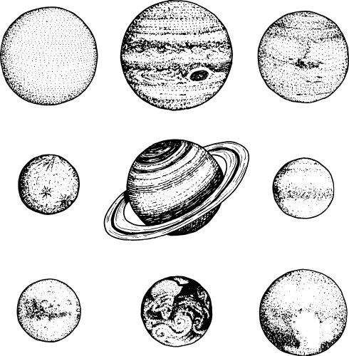 Solar system planets icon set outline style Vector Image