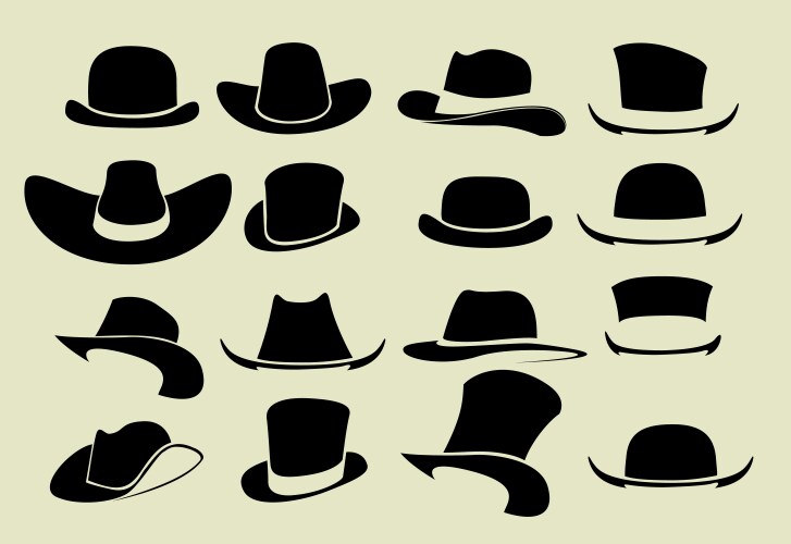 Collection of vintage hats Royalty Free Vector Image