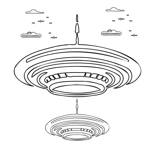 Ufo outline sketch Royalty Free Vector Image - VectorStock