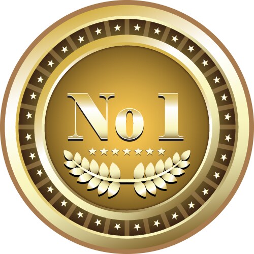 Award ribbon gold icon number first design winner Vector Image