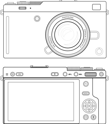 Dslr camera outline Royalty Free Vector Image - VectorStock