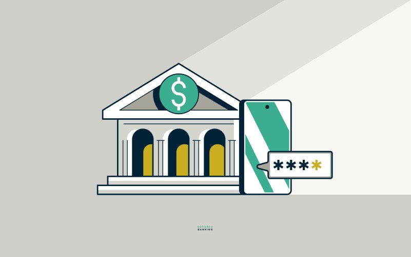 Secured banking concept poster bank building Vector Image