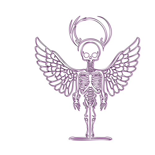 Skeleton angel outline sketch purple Royalty Free Vector