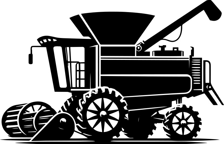 Agriculture harvester silhouette isolated Vector Image