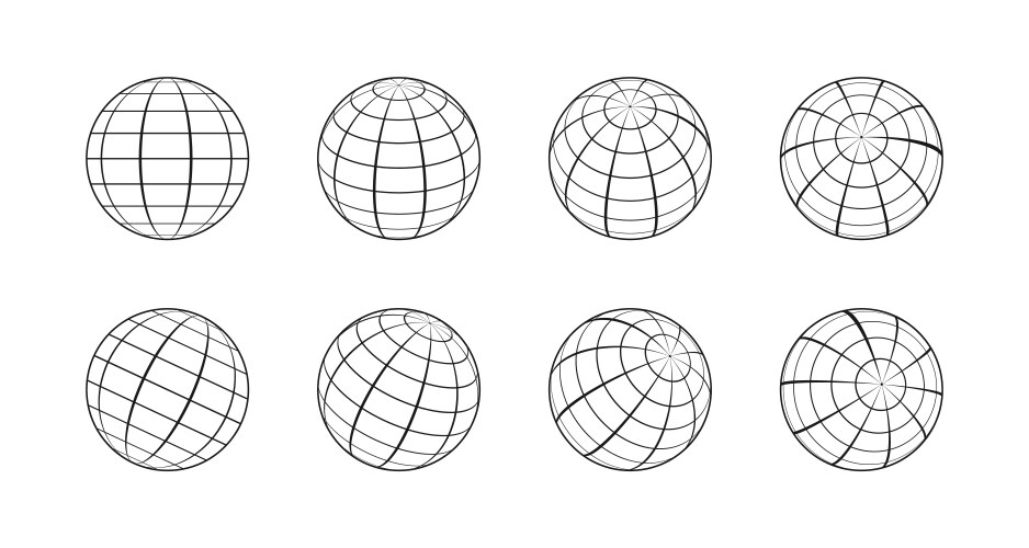 Earth planet globe grid of meridians and parallels