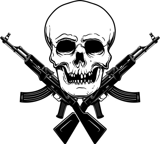 Skull two rifles Royalty Free Vector Image - VectorStock