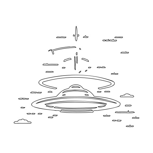 Ufo outline sketch Royalty Free Vector Image - VectorStock